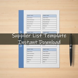 Supplier List Template | Vendor Information Sheet | Supplier Vendor ...