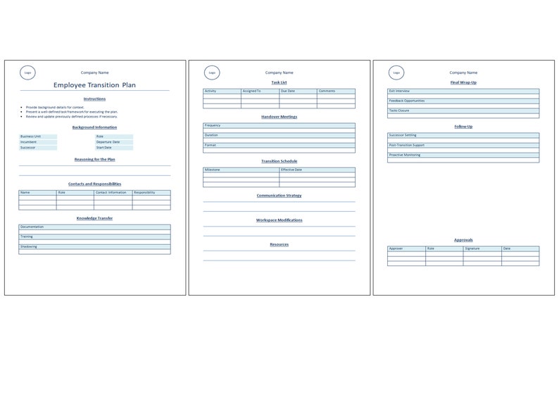 Employee Transition Plan | Staff Transition Plan | Task Management ...