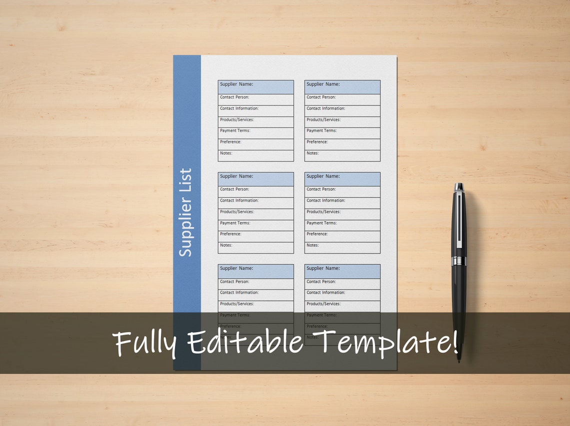 Supplier List Template | Vendor Information Sheet | Supplier Vendor ...
