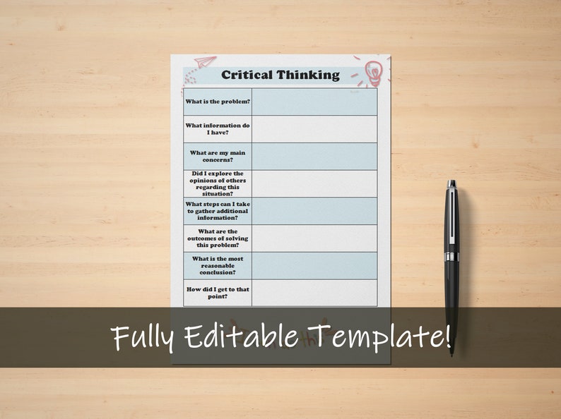 Critical Thinking Template | Decision Making Template | Self Evaluation ...