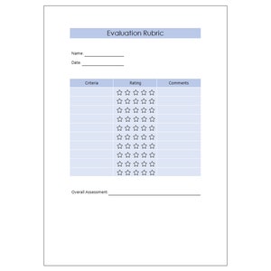 Rubric Template | Skills Assessment Template | Student Progress Tracker ...