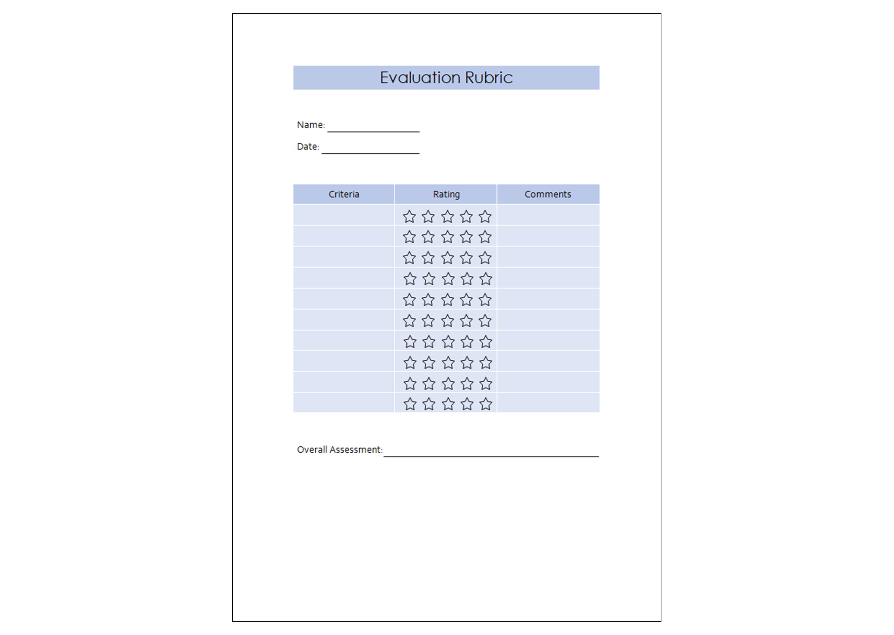 Rubric Template | Skills Assessment Template | Student Progress Tracker ...