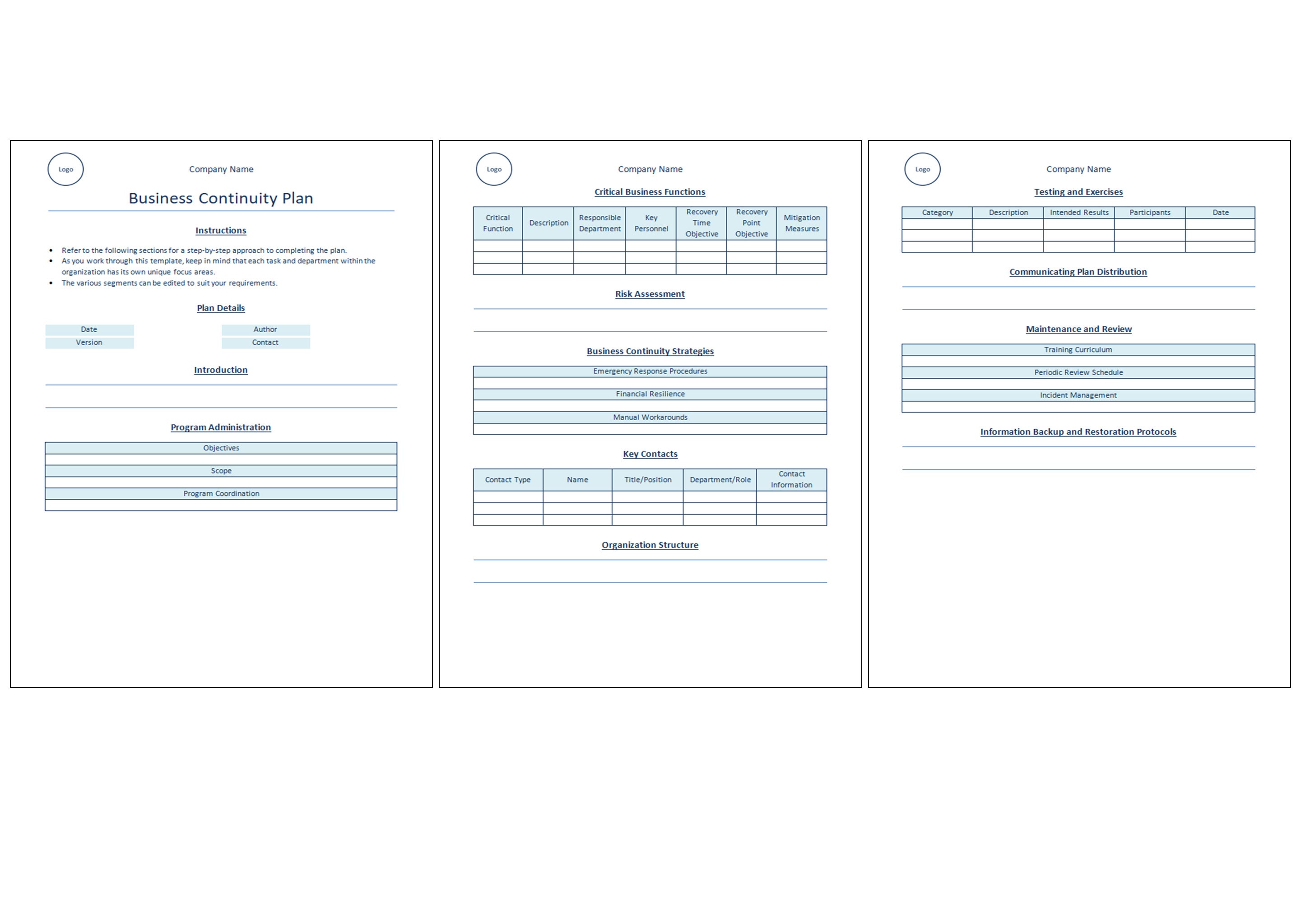 Business Continuity Plan | Contingency Plan | Business Report Template ...