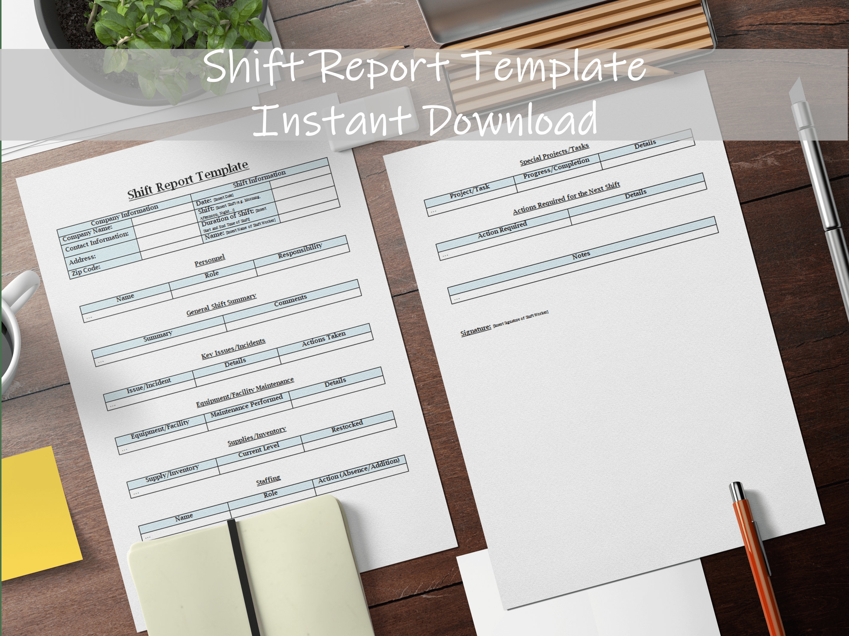 End of Shift Template | Shift Report Sheet | Crew Handover Review ...
