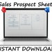 Sales Prospect Sheet | Sales Call Log Template | Client Onboarding ...