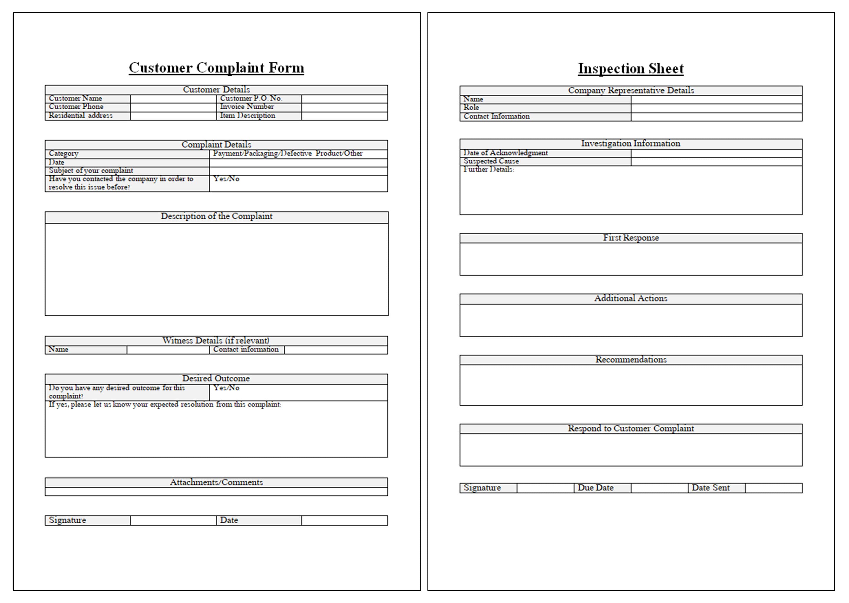 Customer Complaint Form | Sample Complaint Letter | Instant Download ...