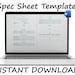 Spec Sheet Template Product Specification Sheet Data Sheet Editable ...