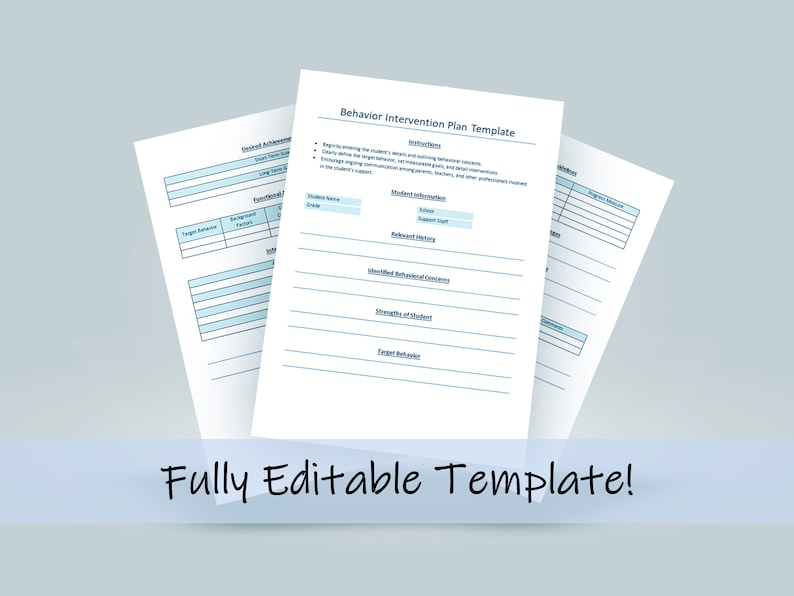 Behavior Intervention Plan Template | Student Behavior Tracker ...