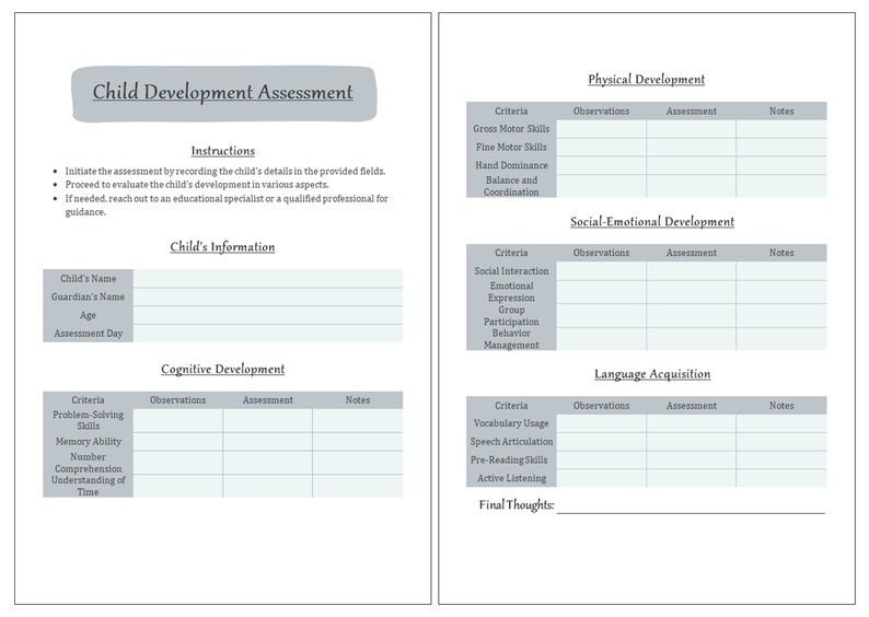Child Development Assessment | Pre-k Assessment | Counseling ...