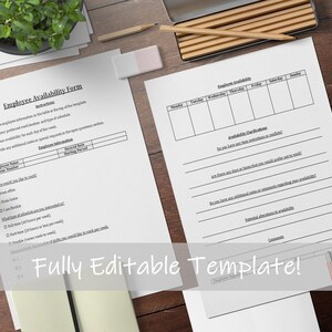 Employee Availability Form | Worker Schedule Survey | Personnel Time ...