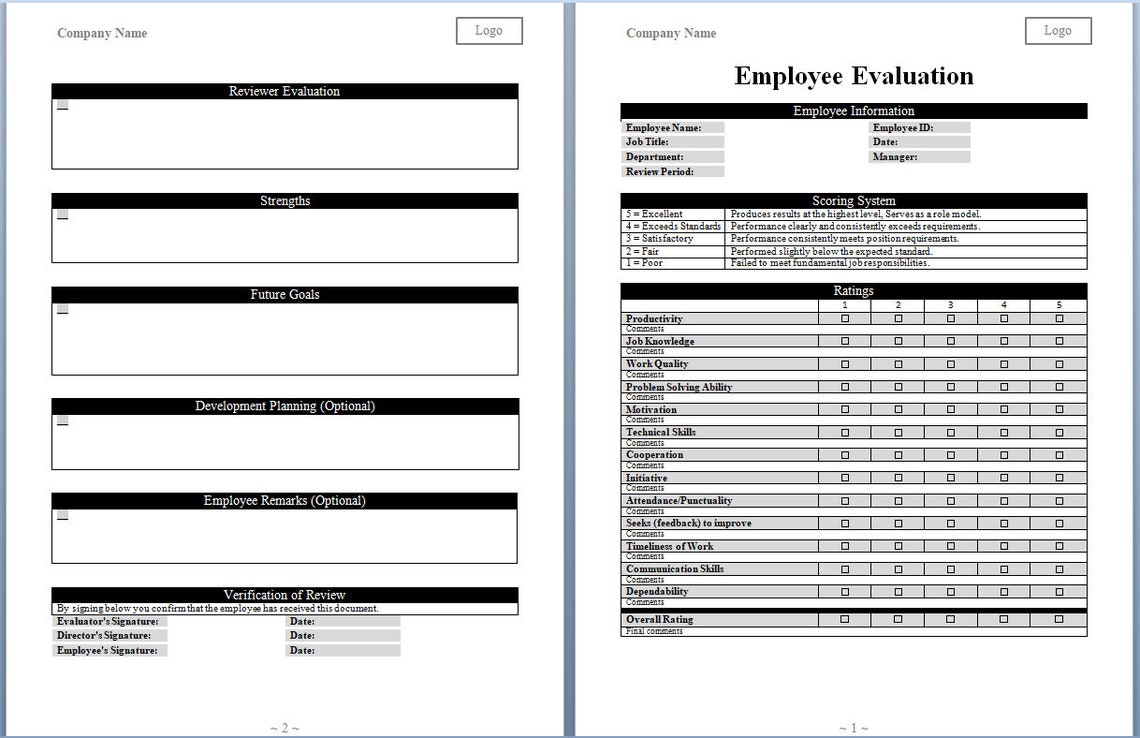 Employee Evaluation Form | Employee Performance Review | Ranking Tool ...