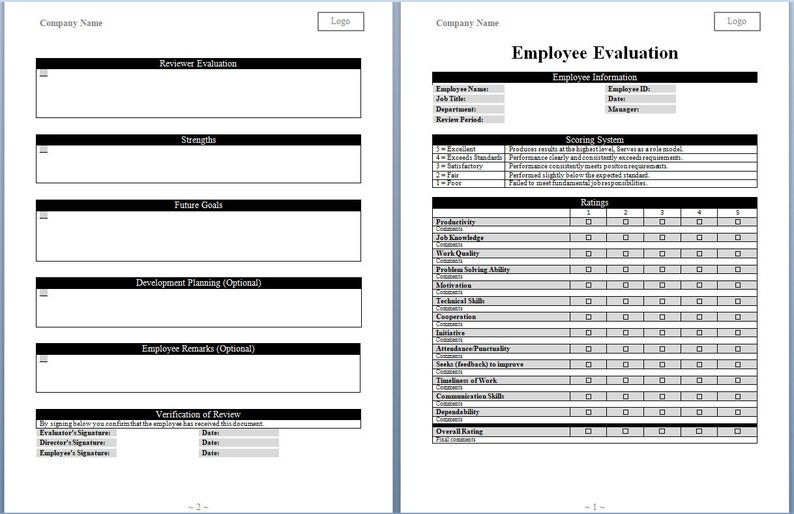 Employee Evaluation Form | Employee Performance Review | Ranking Tool ...