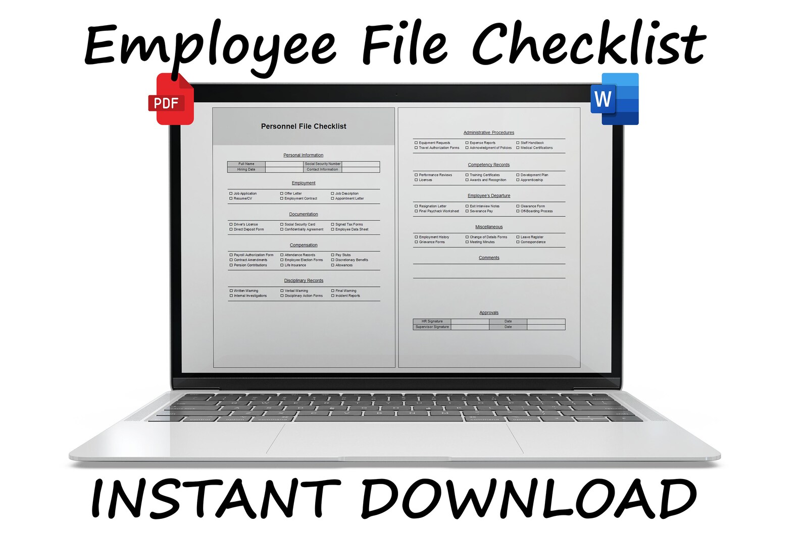 Employee File Checklist | Personnel File Checklist | Recruiting Sheet ...