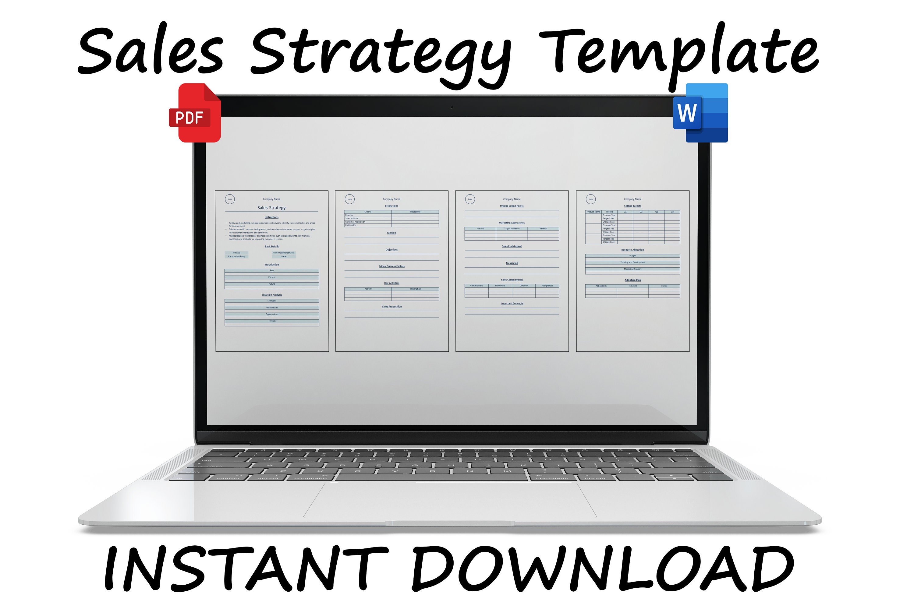 Sales Strategy Template | Sales Account Plan | Plan of Action Template ...