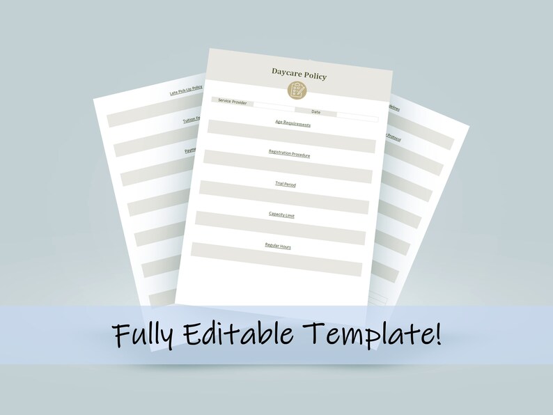 Daycare Policy | Daycare Parent Handbook Template | Child Care Policies ...