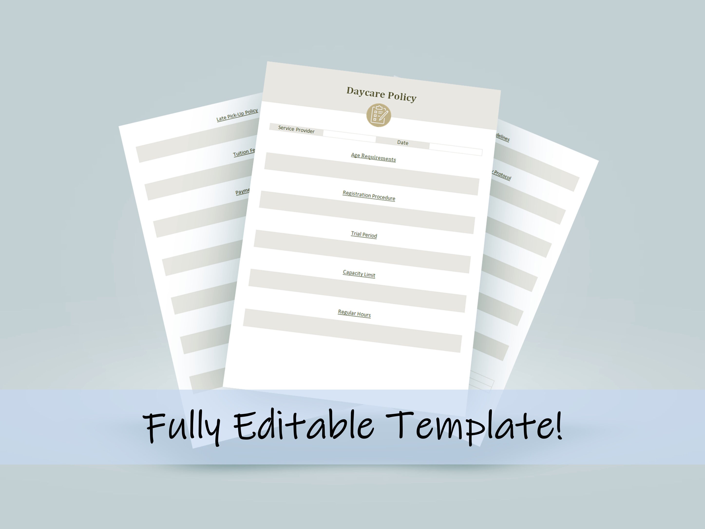 Daycare Policy | Daycare Parent Handbook Template | Child Care Policies ...