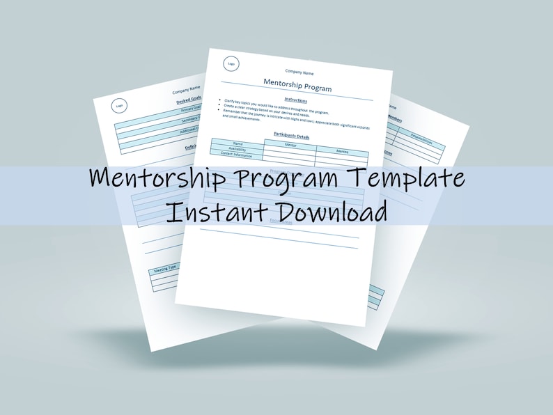 Mentorship Program Template | Employee Growth Plan | Mentoring Program Sheets | Instant Download ...