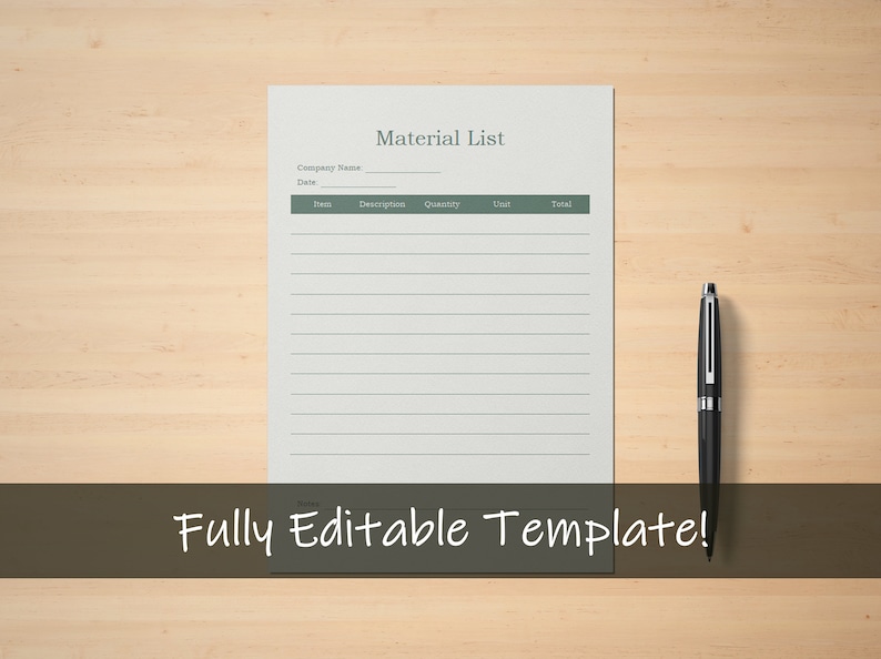Material List Template | Materials Sheet | Asset Management Spreadsheet ...