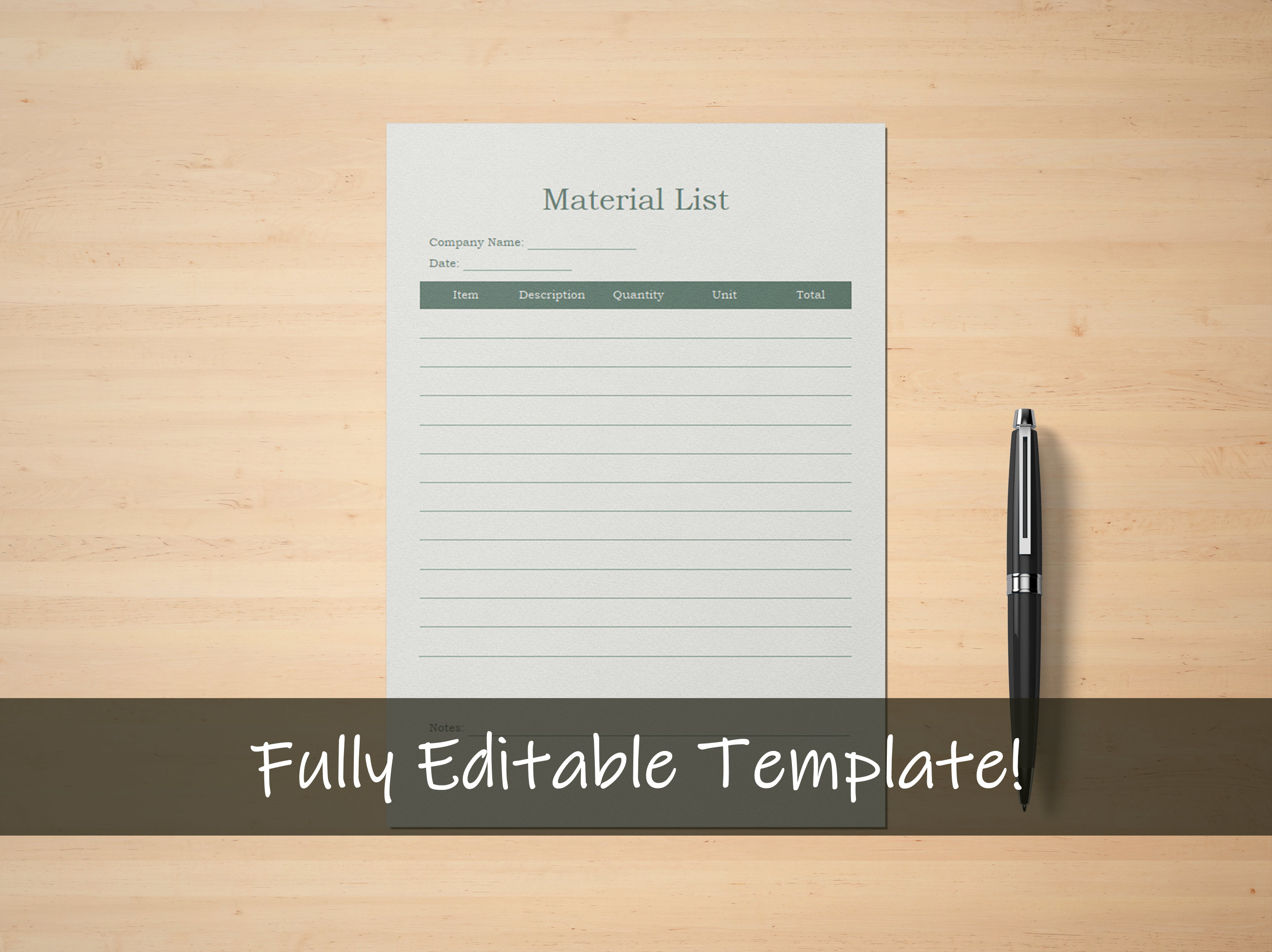 Material List Template | Materials Sheet | Asset Management Spreadsheet ...