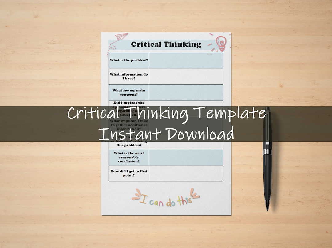 Critical Thinking Template | Decision Making Template | Self Evaluation ...