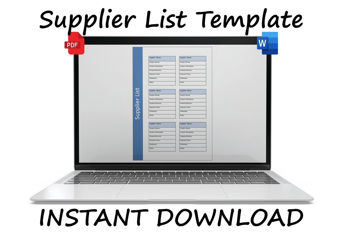 Supplier List Template | Vendor Information Sheet | Supplier Vendor ...