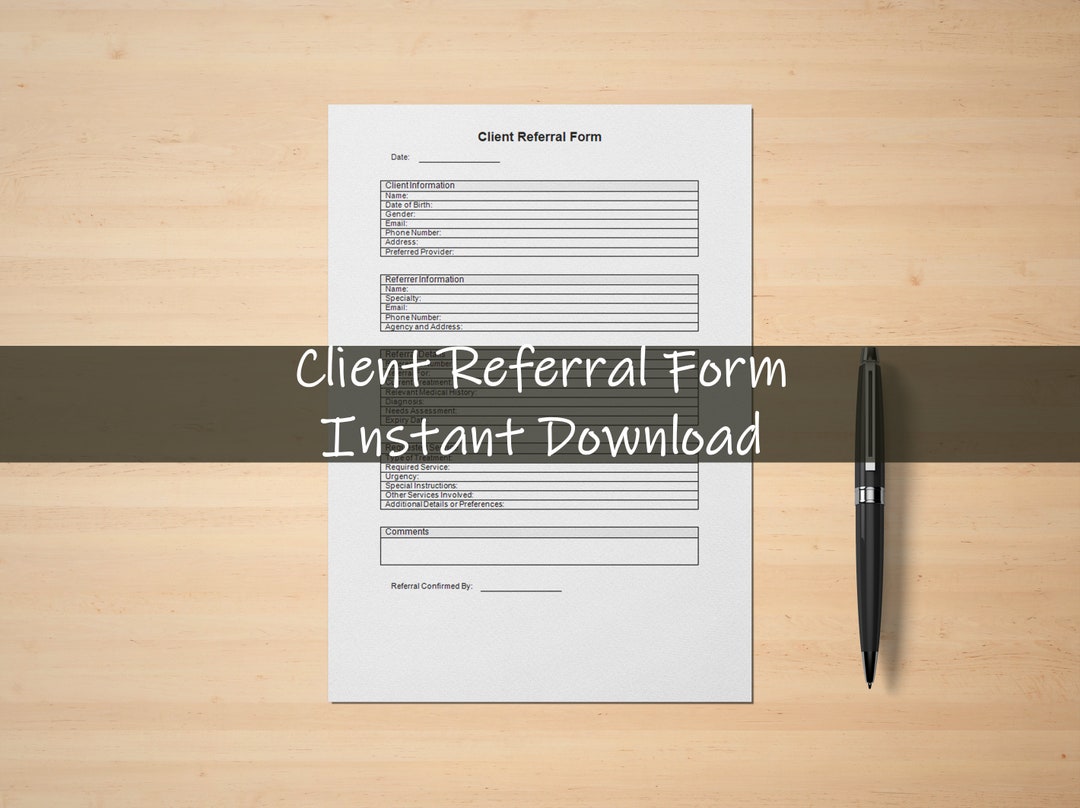 Client Referral Form | Client Report | Counseling Referral Form ...