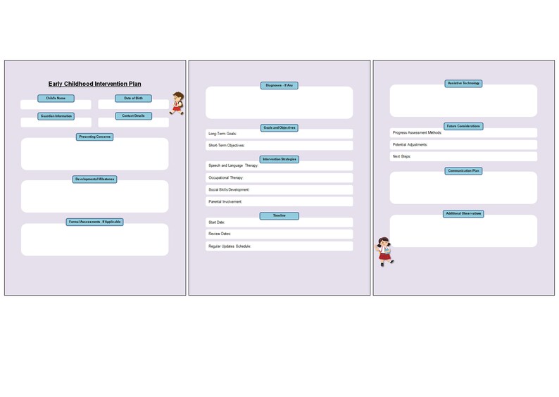 Early Childhood Intervention Plan | Child Development Printable ...