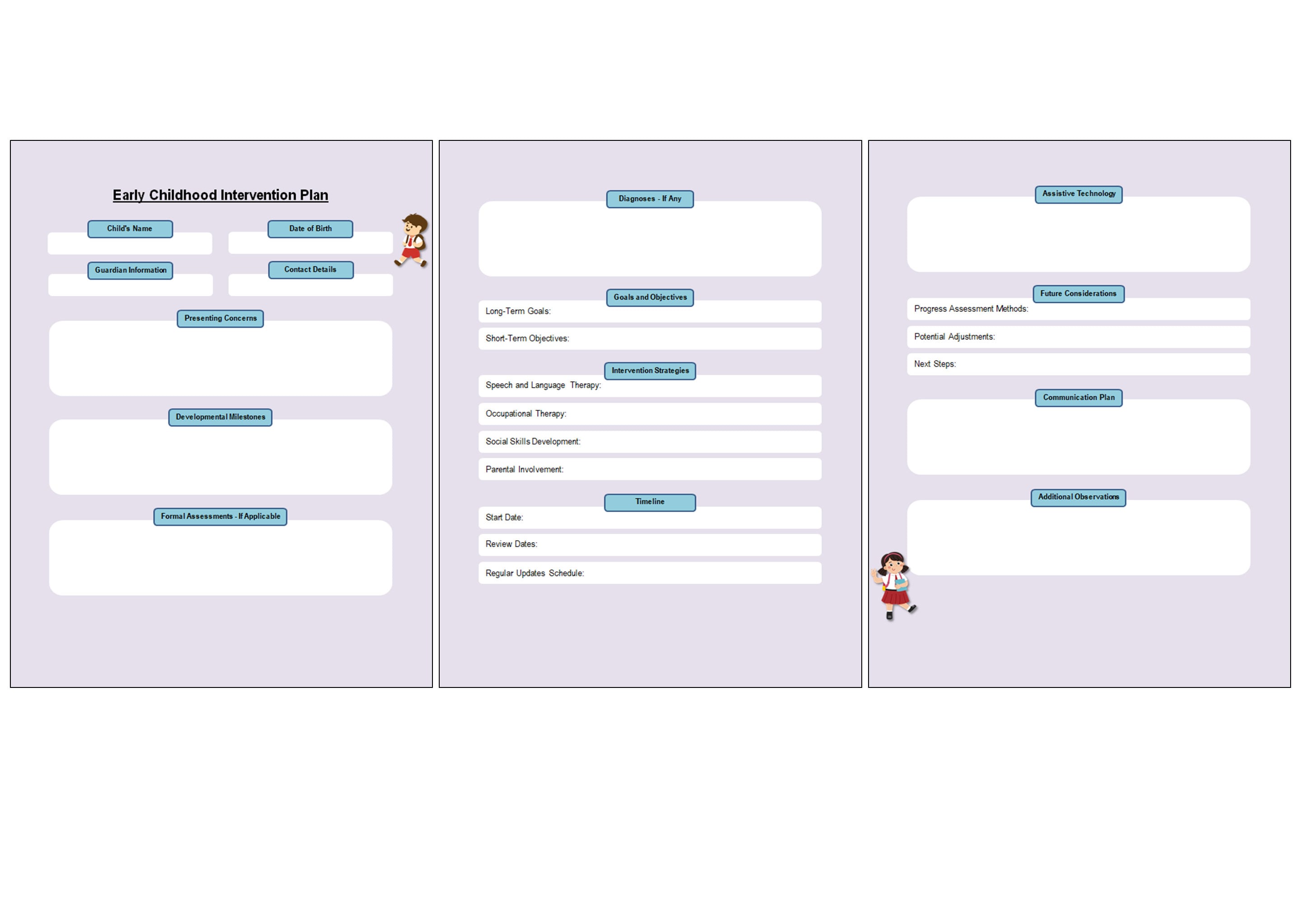 Early Childhood Intervention Plan | Child Development Printable ...