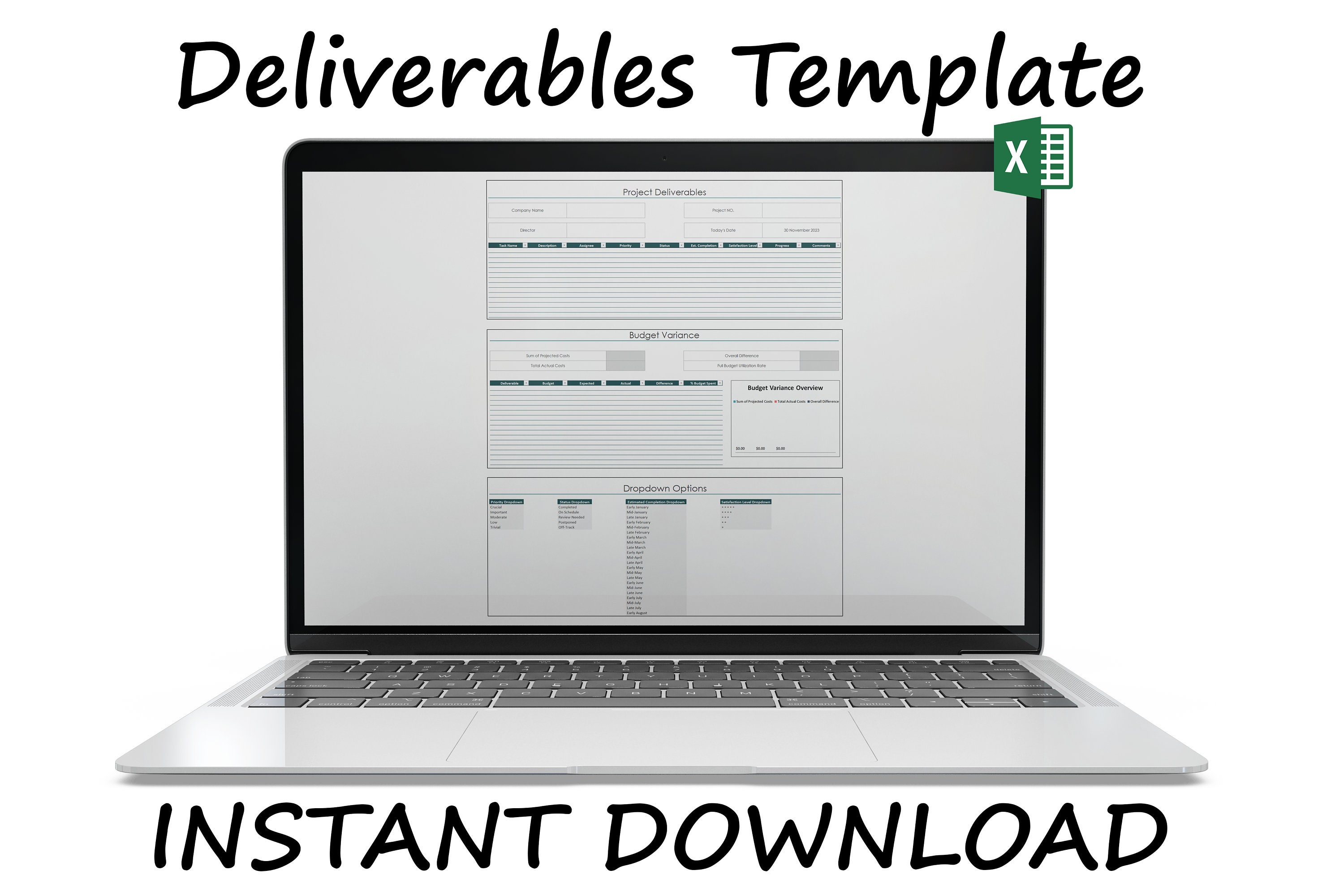 Deliverables Template | Action Item Template | Project Task Tracker ...