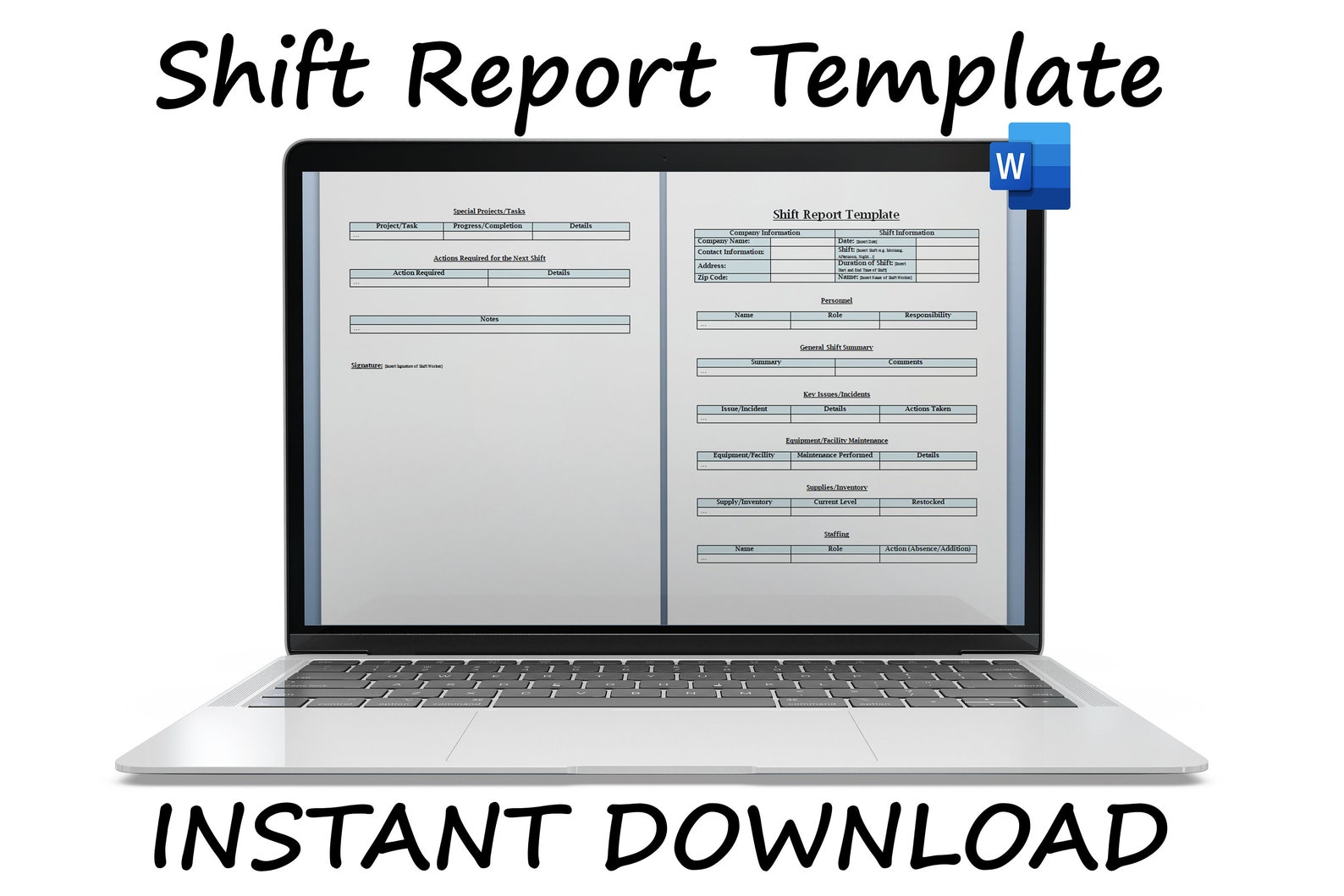 End of Shift Template | Shift Report Sheet | Crew Handover Review ...