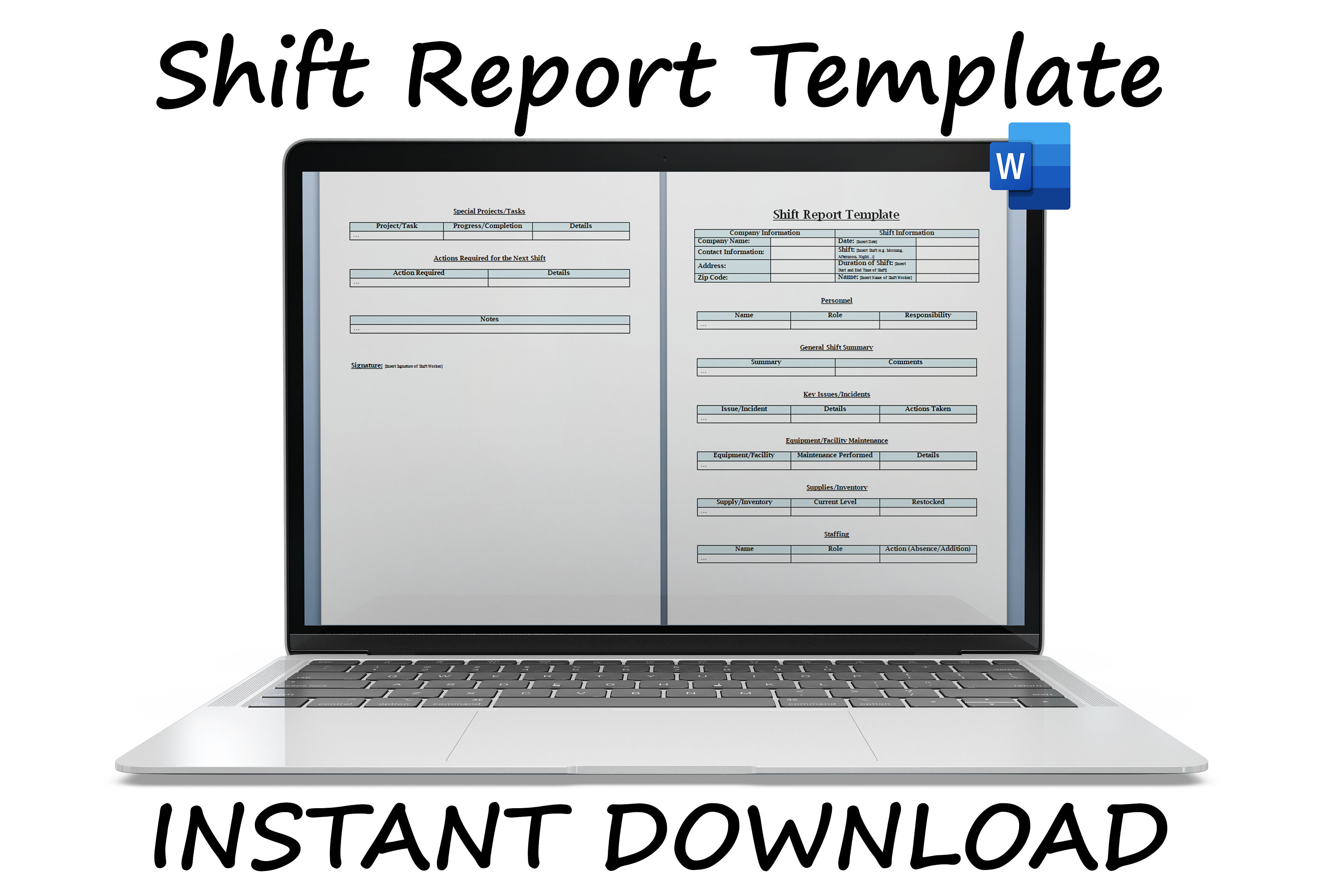 End of Shift Template | Shift Report Sheet | Crew Handover Review ...