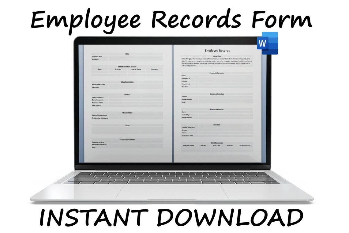 Employee Records Form | Employee Information Sheet Template | Instant ...