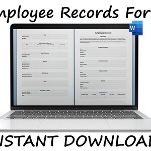 Employee Records Form | Employee Information Sheet Template | Instant ...