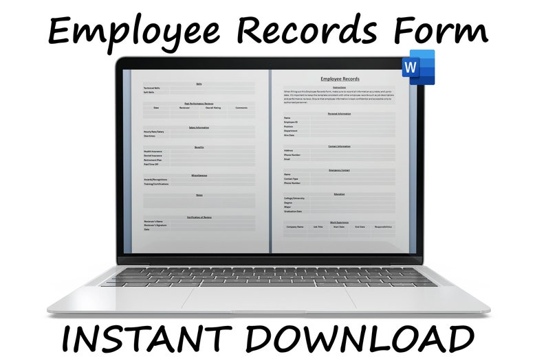 Employee Records Form | Employee Information Sheet Template | Instant ...