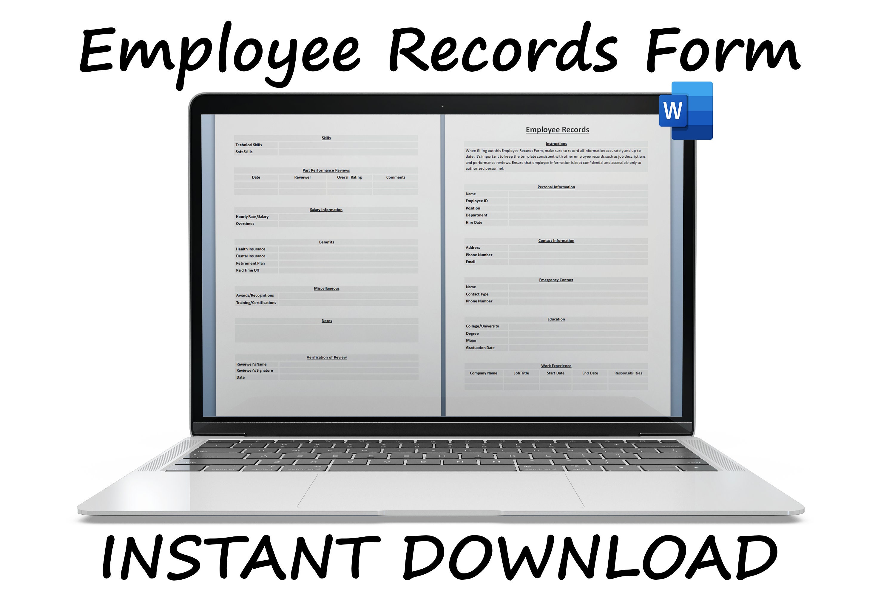 Employee Records Form | Employee Information Sheet Template | Instant ...