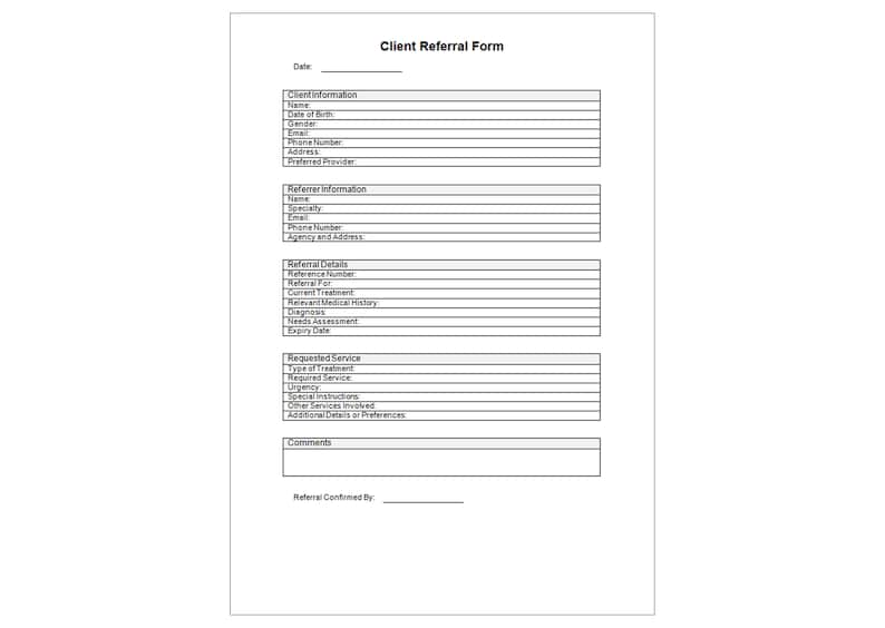 Client Referral Form | Client Report | Counseling Referral Form ...