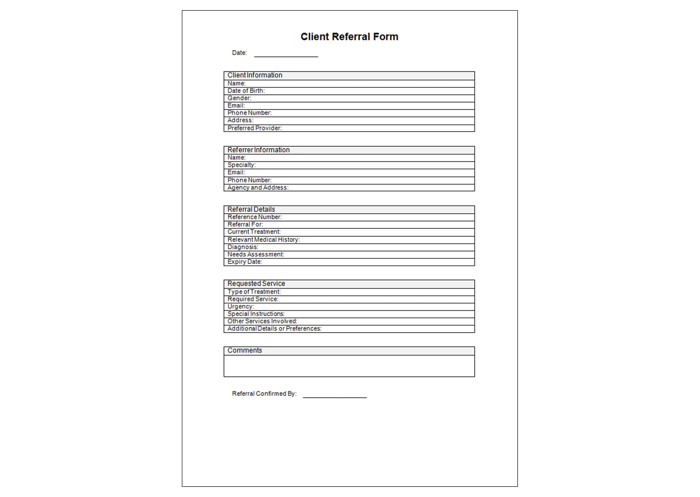 Client Referral Form | Client Report | Counseling Referral Form ...