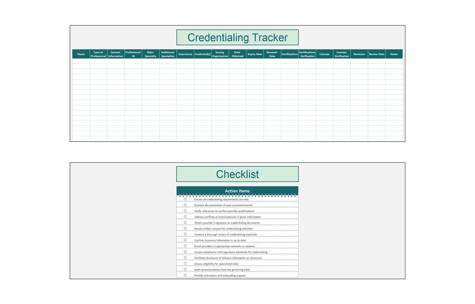 Credentialing Tracker | Certification Tracker | Documentation Tracker ...