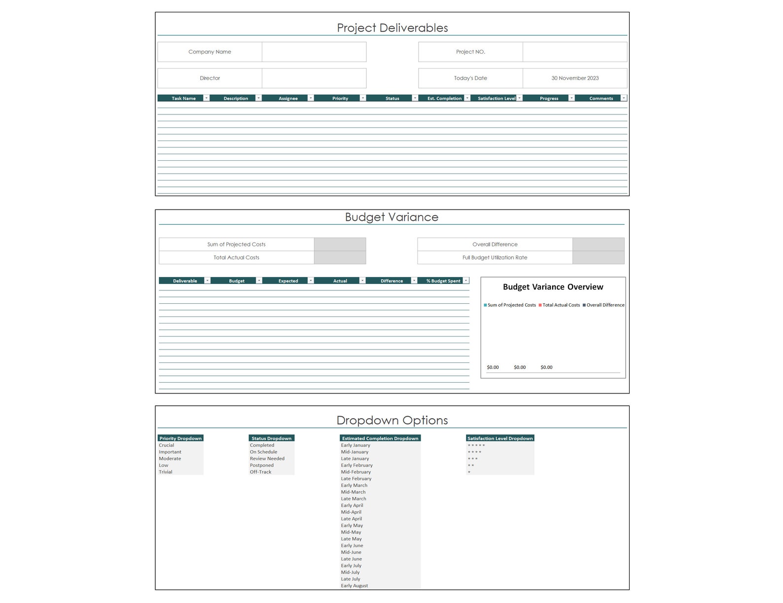Deliverables Template | Action Item Template | Project Task Tracker ...