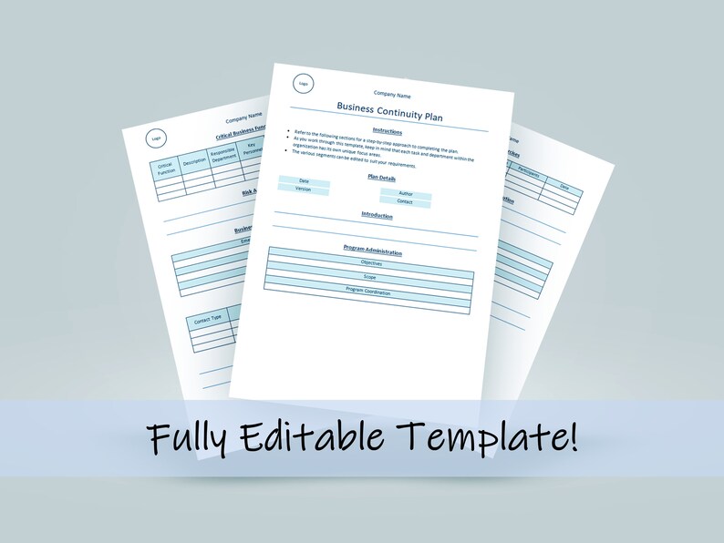 Business Continuity Plan | Contingency Plan | Business Report Template ...