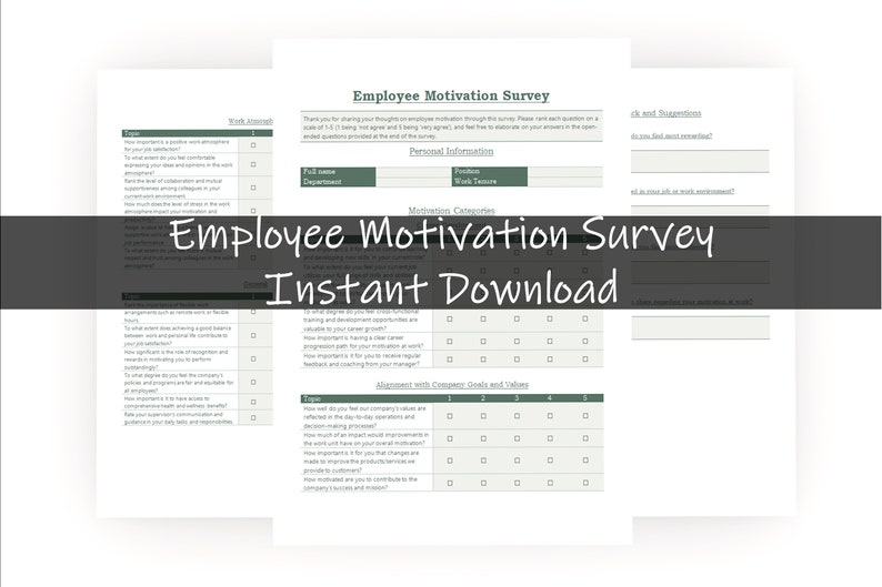 Employee Motivation Survey | Company Culture Questionnaire | Instant ...