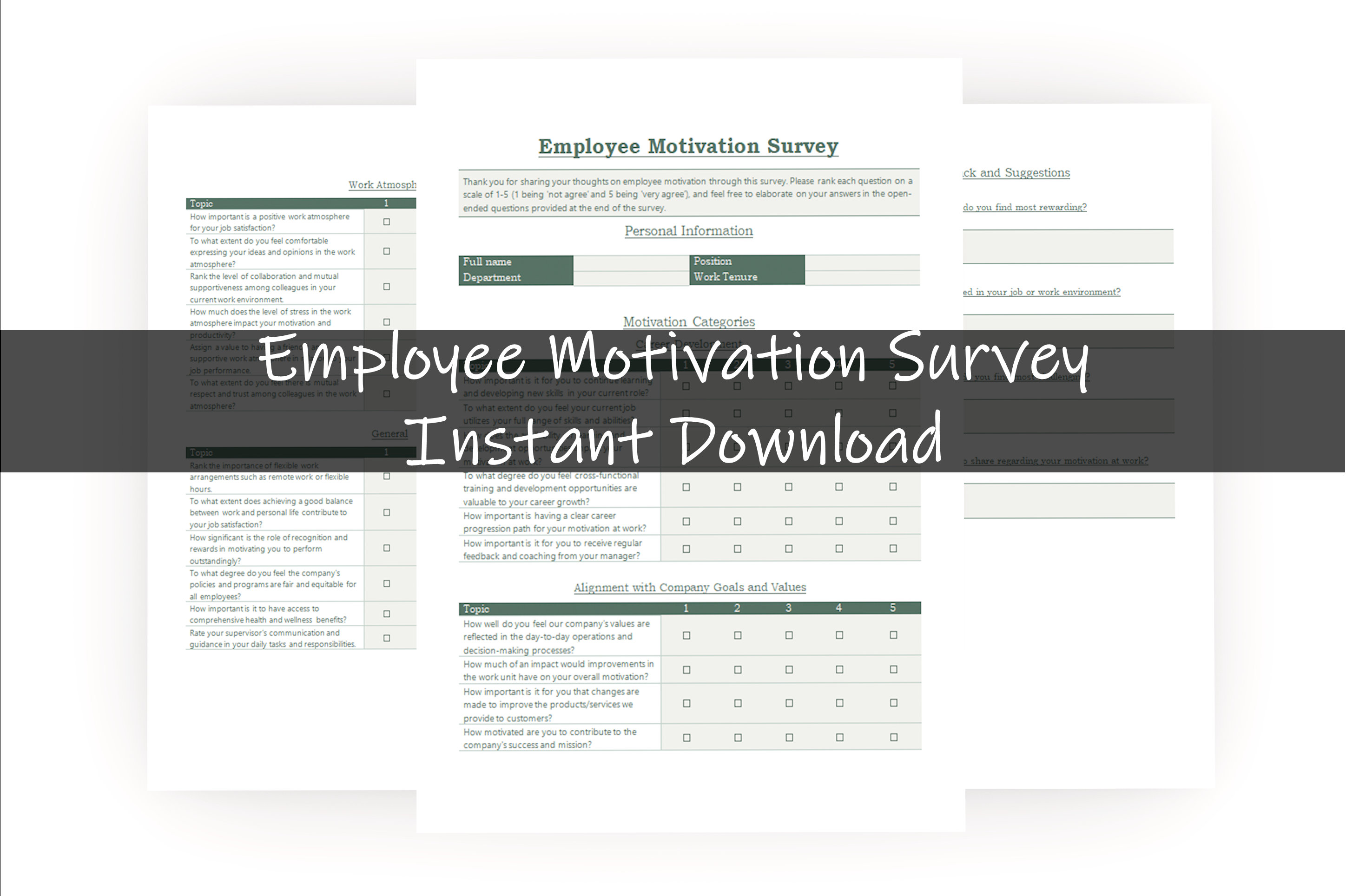 Employee Motivation Survey | Company Culture Questionnaire | Instant ...