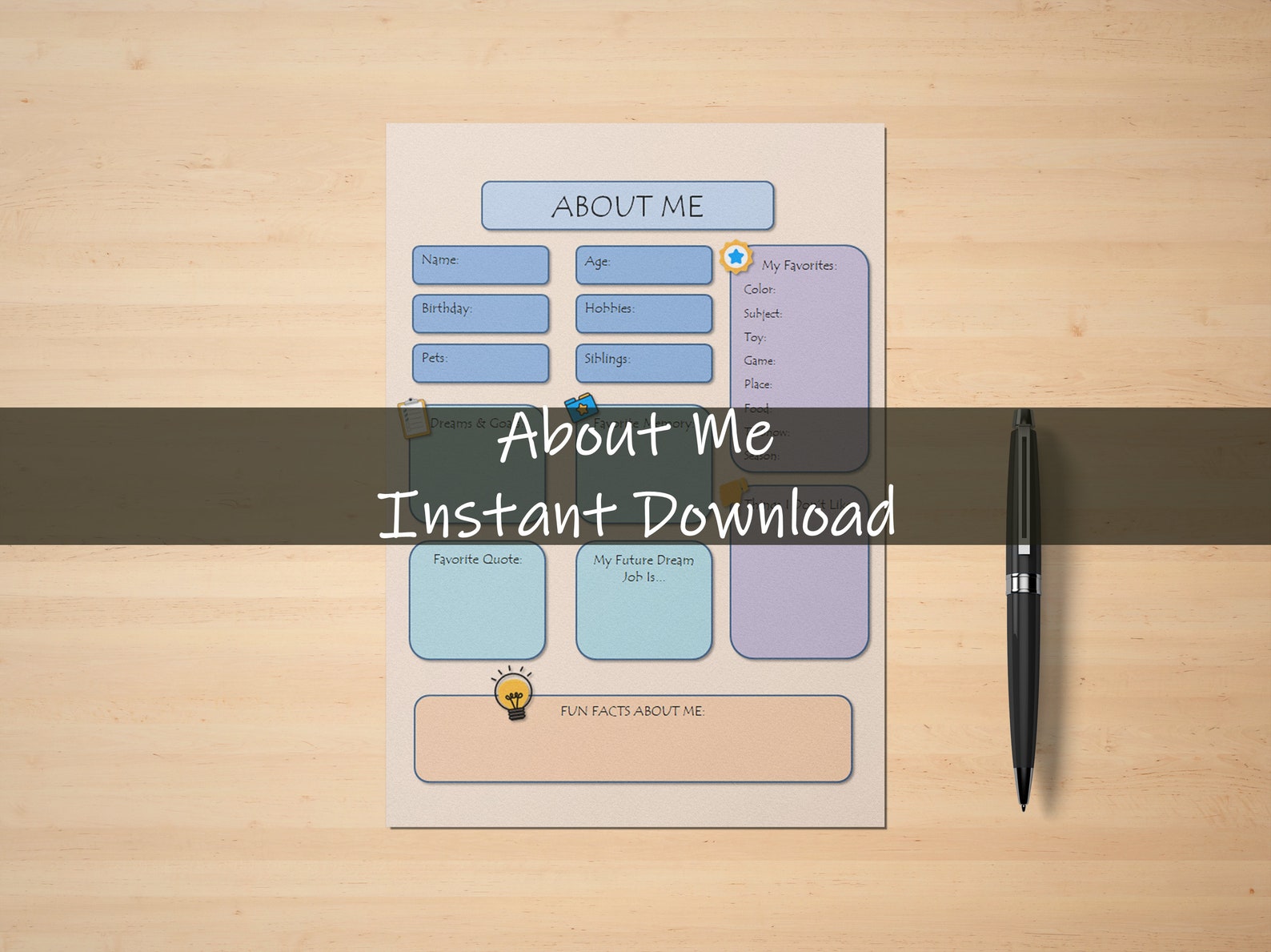 About Me Meet Me Template Life Story Journal Instant Download Get to ...