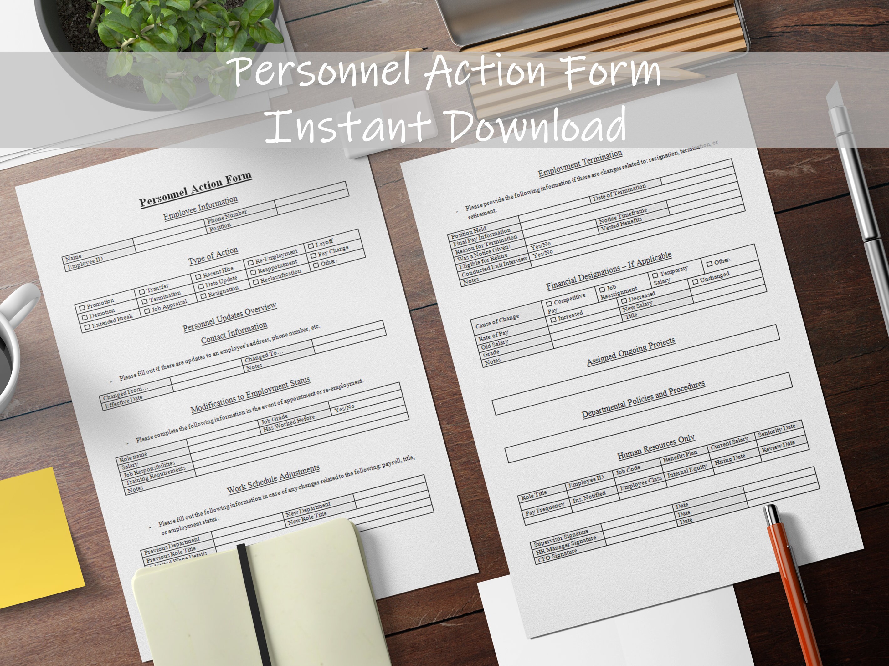 Personnel Action Form | PAF | Administrative Templates | Instant ...
