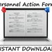 Personnel Action Form | PAF | Administrative Templates | Instant ...