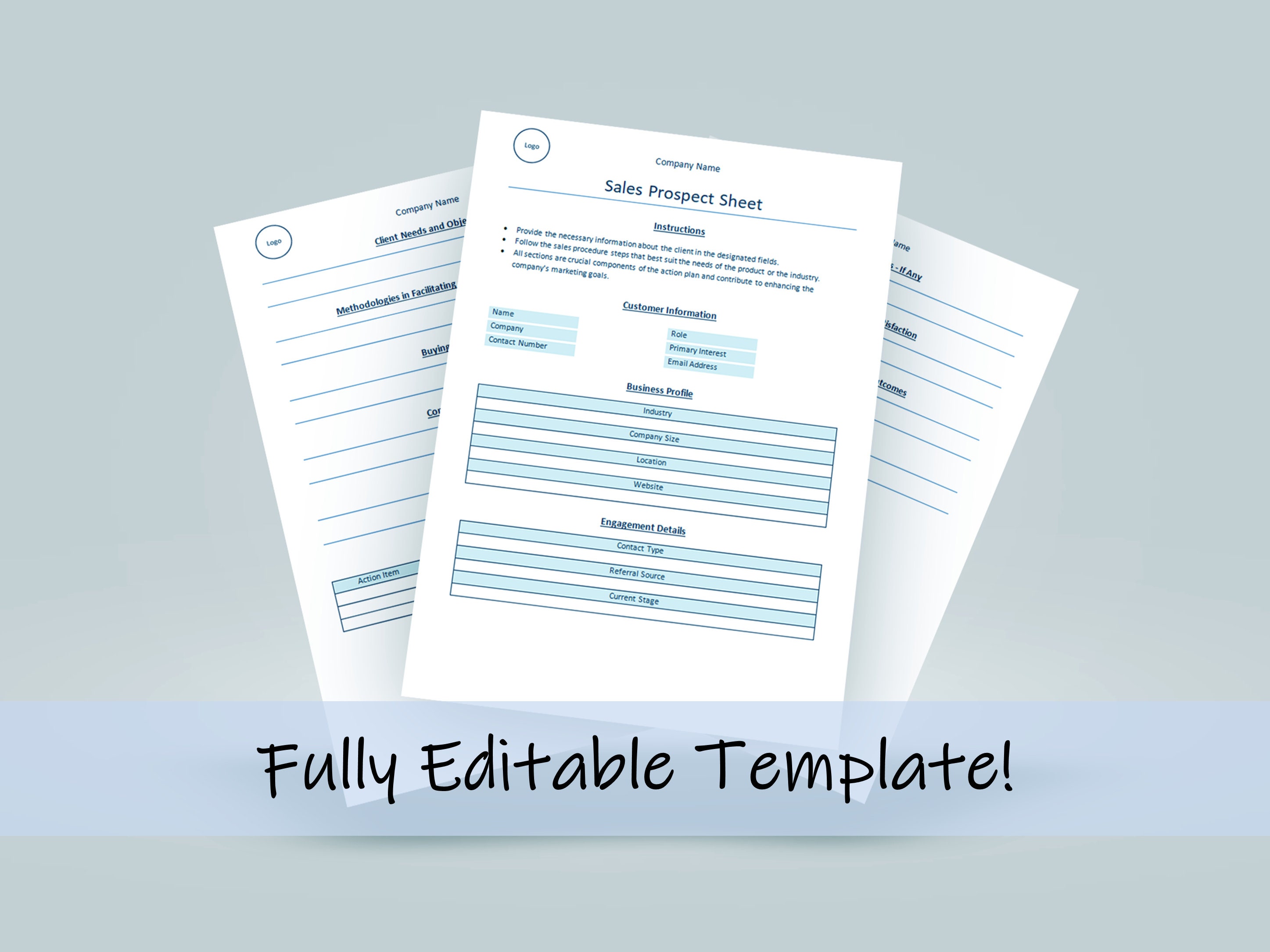 Sales Prospect Sheet | Sales Call Log Template | Client Onboarding ...