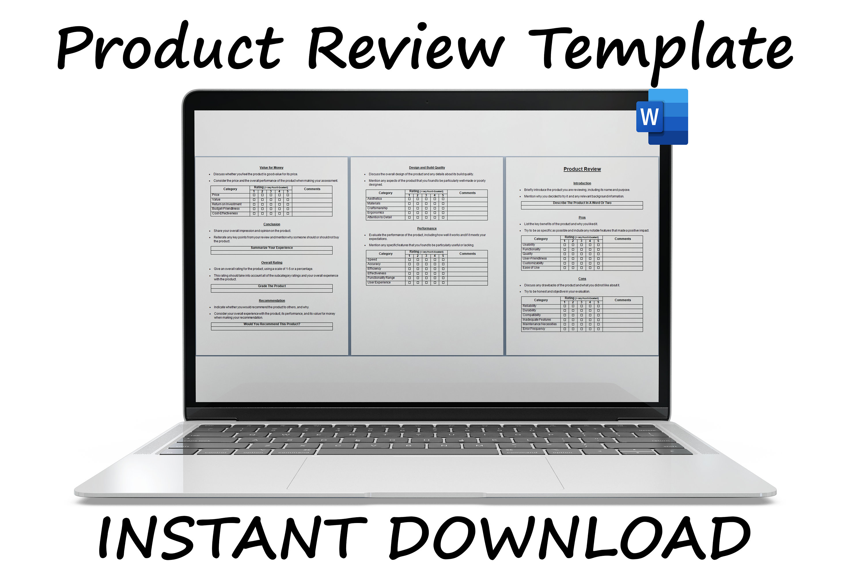 Product Review Template | Customer Feedback Form | Item Evaluation ...