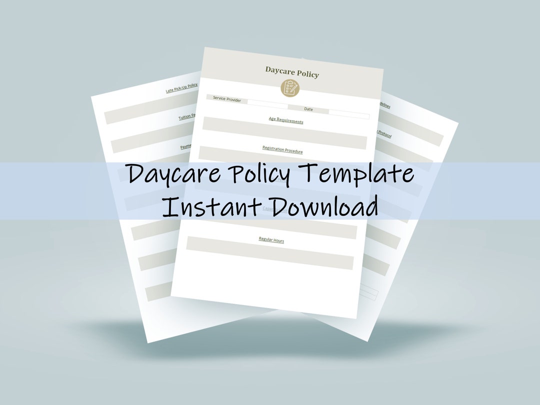 Daycare Policy | Daycare Parent Handbook Template | Child Care Policies ...
