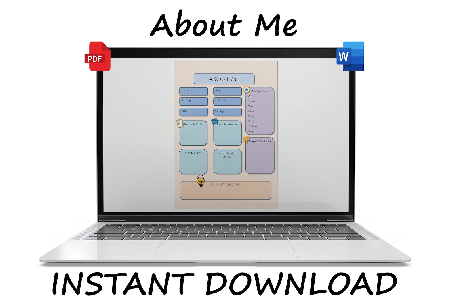About Me | Meet Me Template | Life Story Journal | Instant Download ...