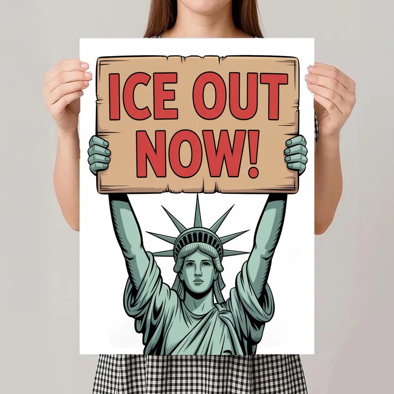 ICE Out Now Minneapolis Sign, Abolish ICE Sign, Human Rights Activist ...